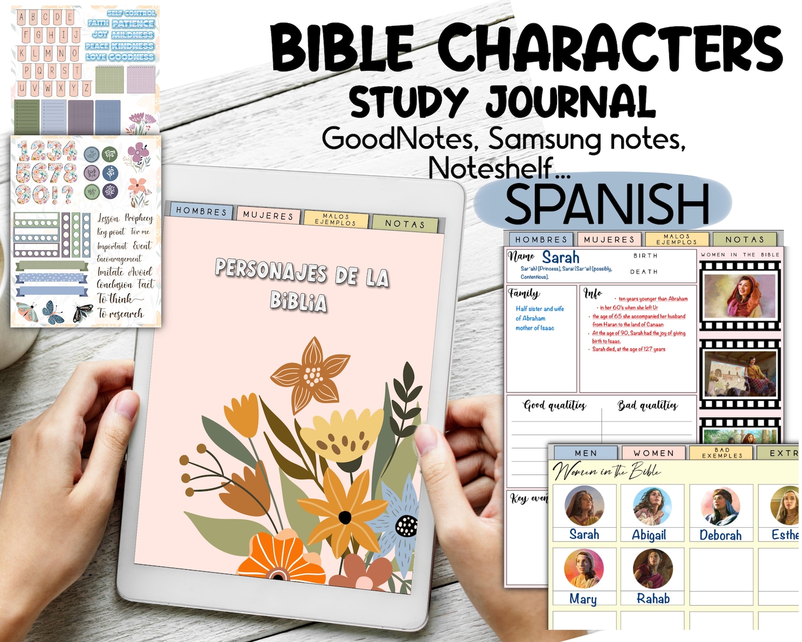 JW Bible Characters Spanish Journal for Goodnotes Digital - Etsy