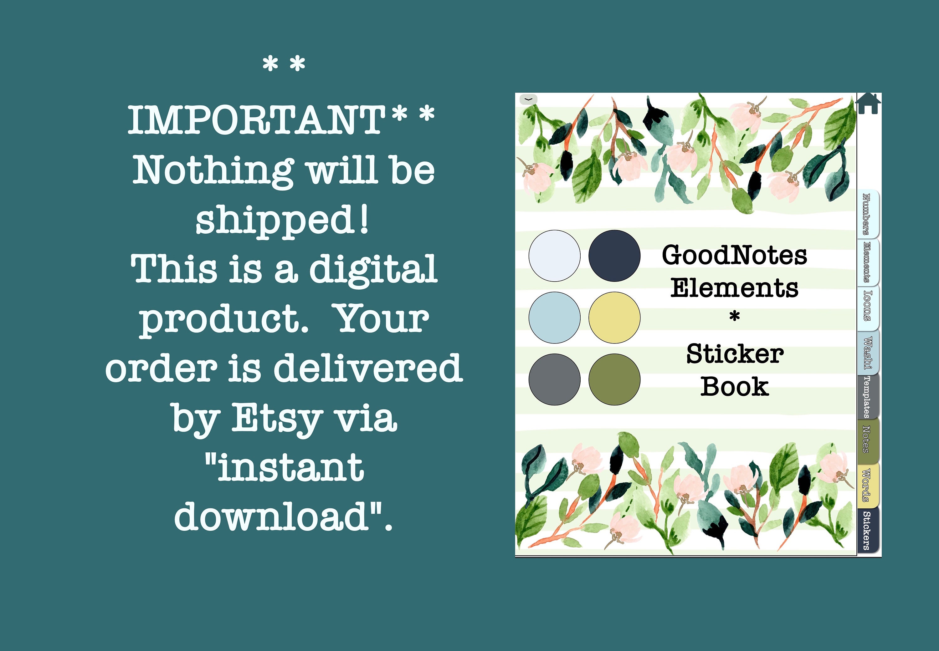 Digital GoodNotes Elements Functional stickers horizontal For | Etsy