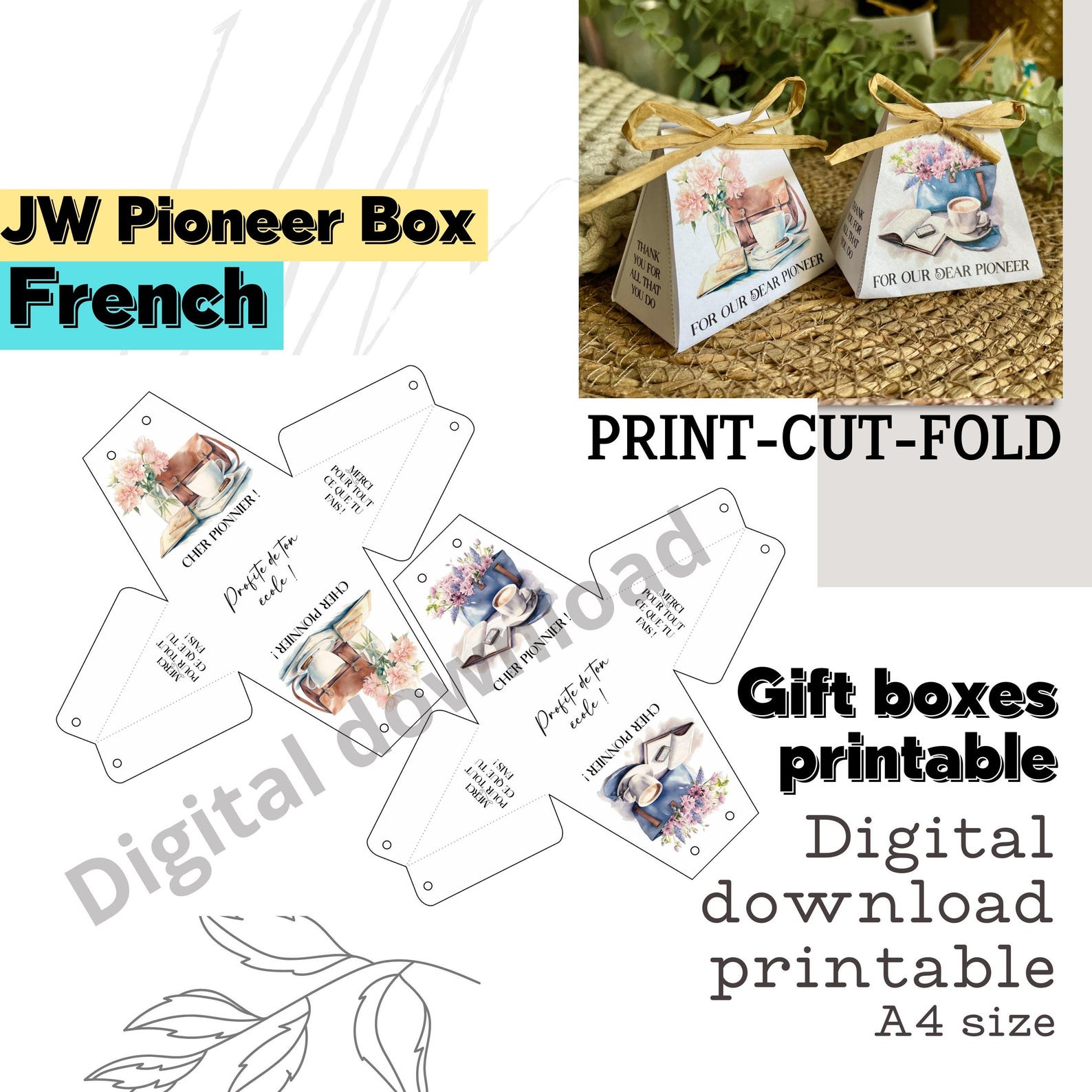 JW French Elder Pioneer Box Printable, Gift Bag Elders Pioneers Present ...