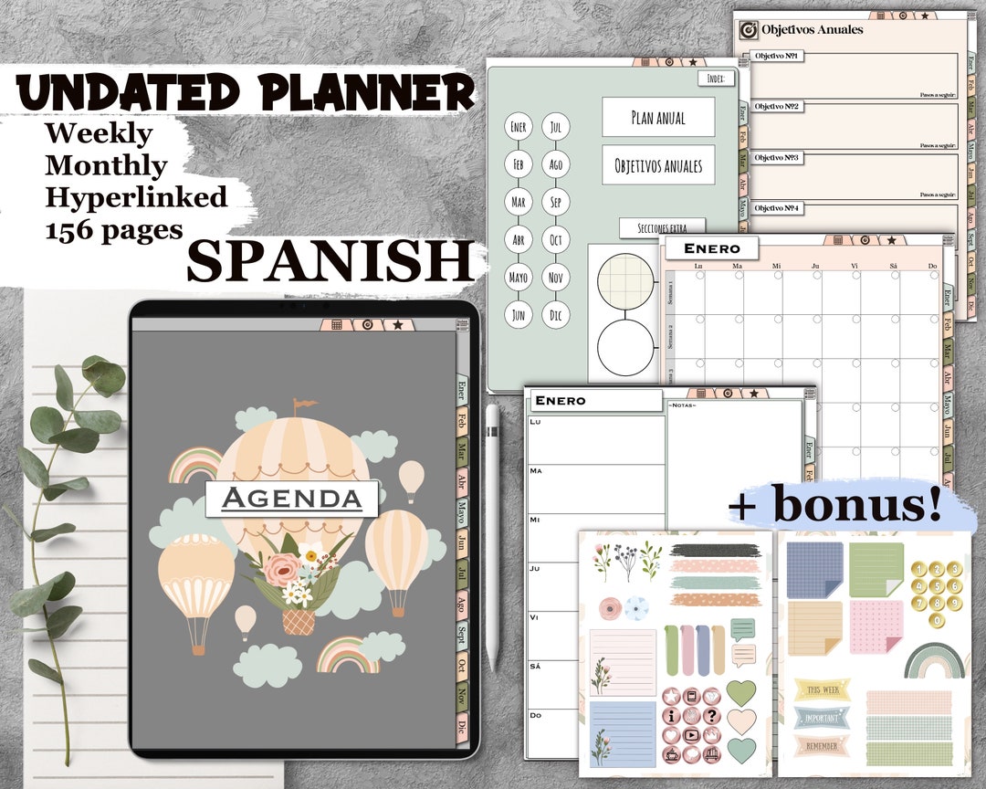 Undated Planner Spanish Anual Agenda Español Weekly Monthly for ...