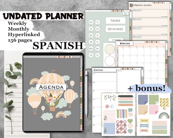 Undated Planner Spanish Anual Agenda Español Weekly Monthly - Etsy