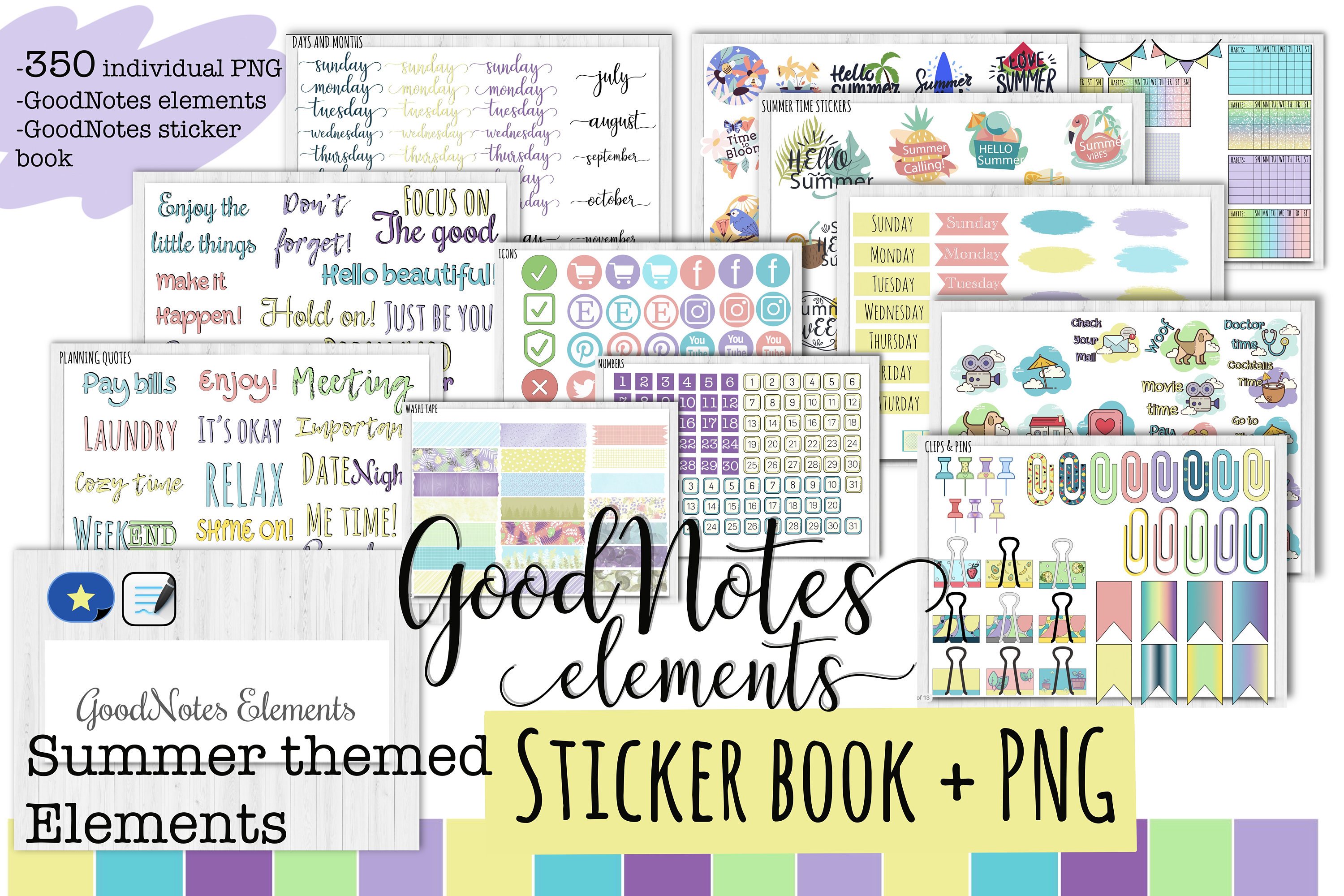 Digital Goodnotes Elements + Gift Functional Stickers for Planners ...