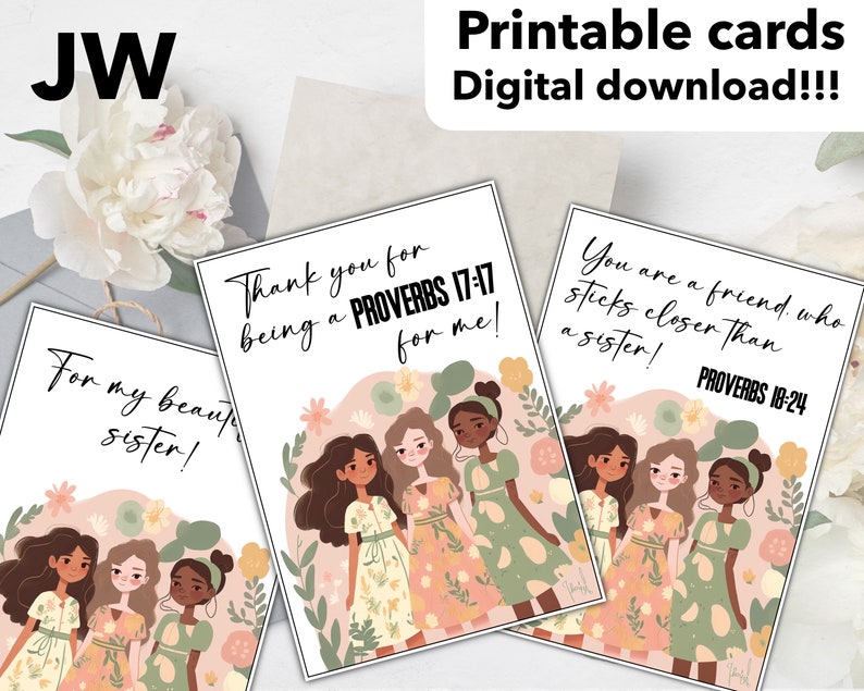 JW Card Friend Sister Proverbs Pioneer Gift Printable Sympathy - Etsy