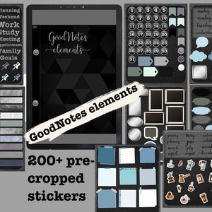 Black White Goodnotes Elements Functional Stickers for Digital Planner ...