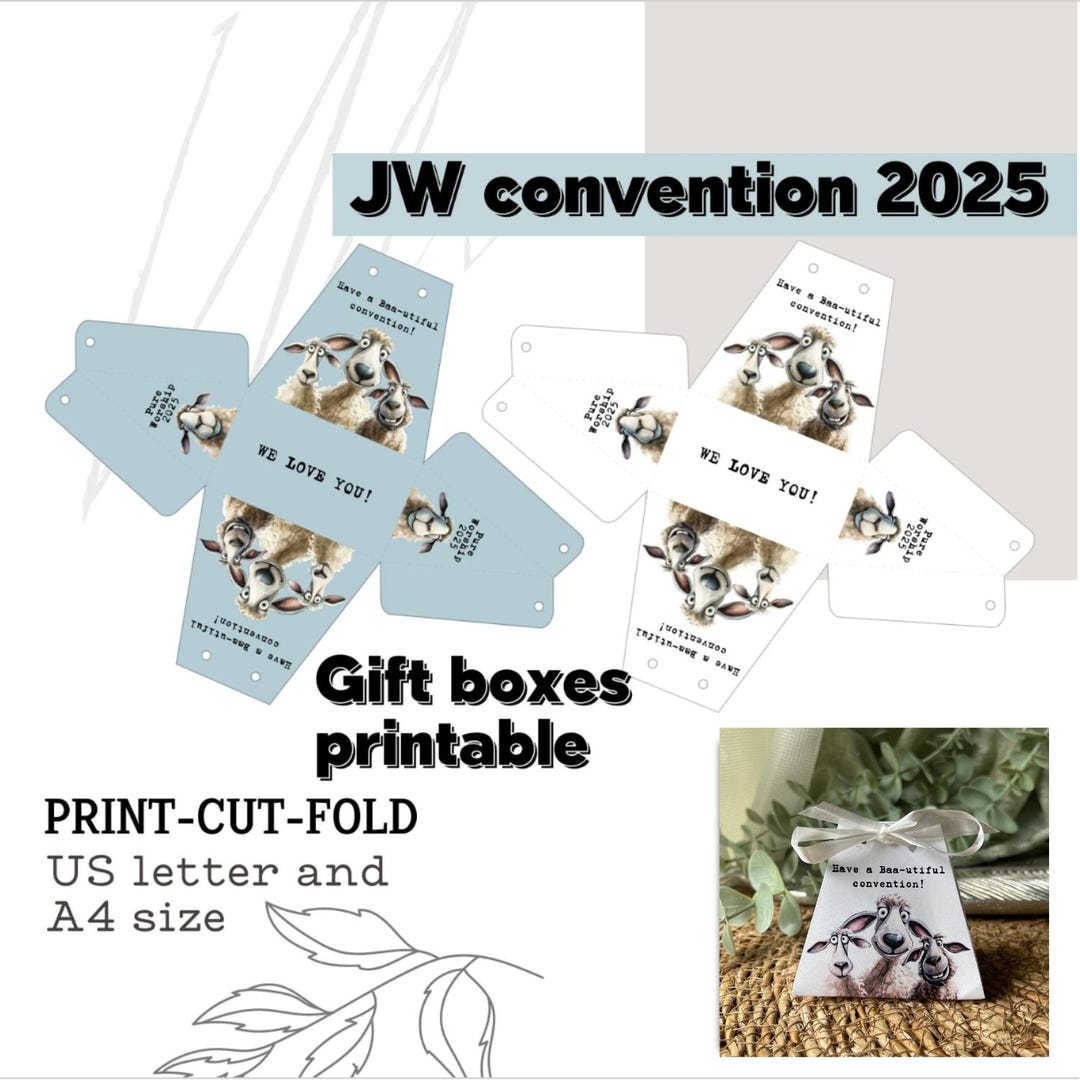 JW Convention 2025 Sheep Gift Box Printable, Pure Worship Gift Bag Ewe ...