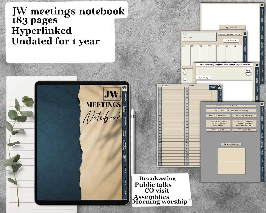JW Notebook Undated for One Year for Goodnotes, Meetings, Convention ...