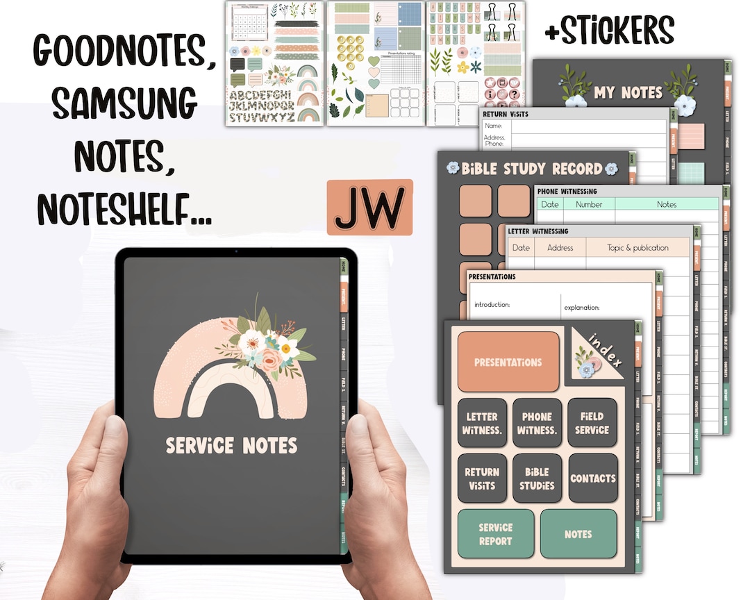 JW Service Notes for Goodnotes, Return Visits, Bible Study ...