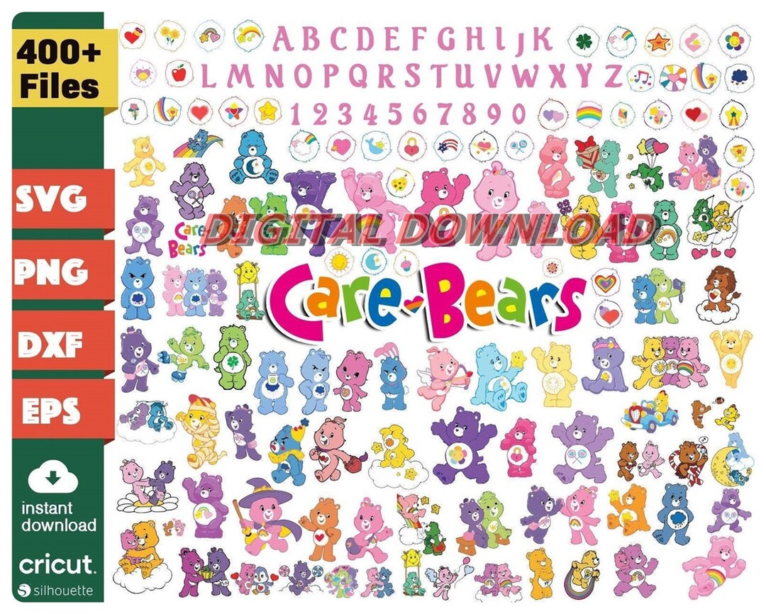 Care Bears Mega Bundle Png Files, Bears Png, Care Bears Clipart, Care ...