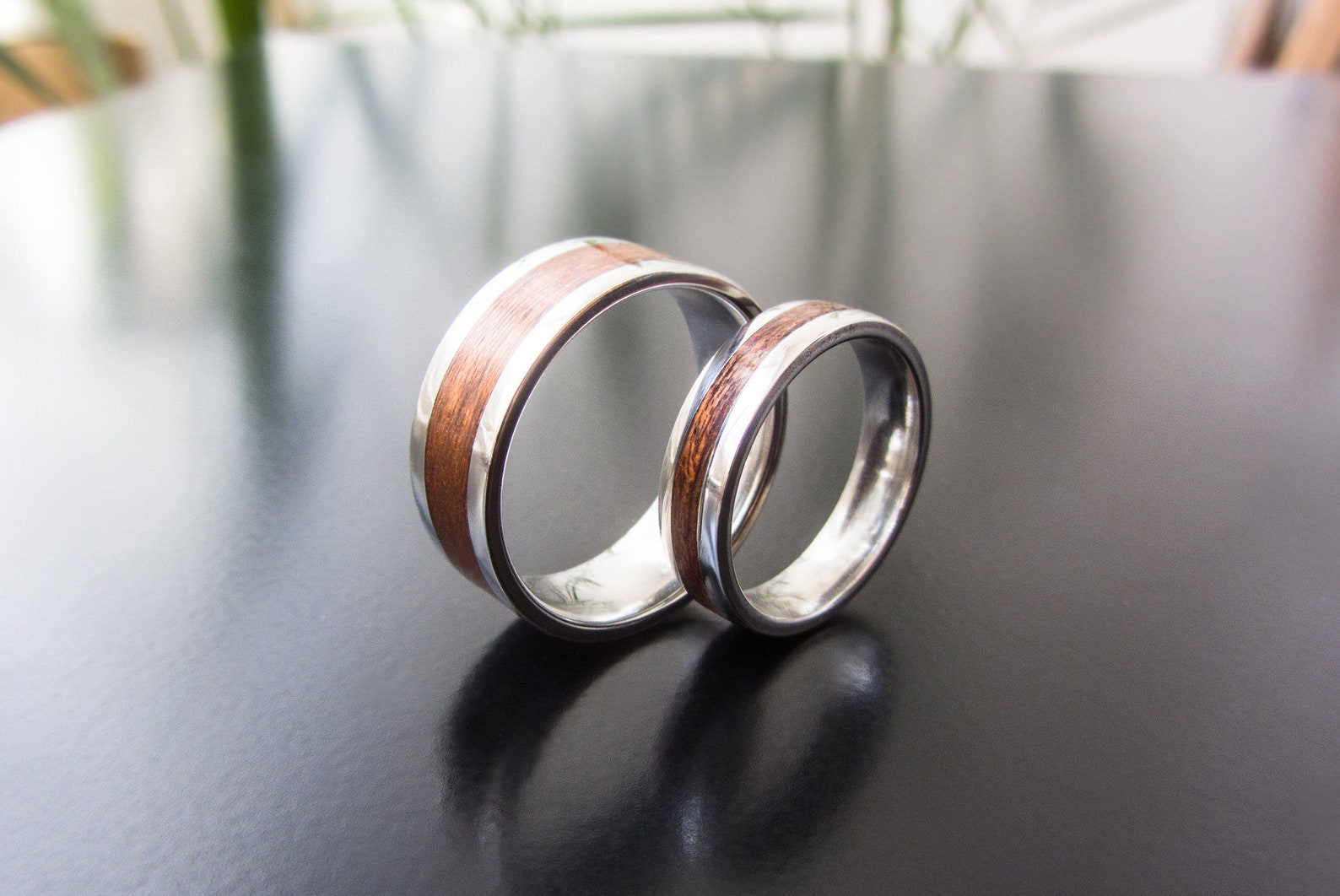 2 pcs wedding band set stainless steel ringhis and her | Etsy