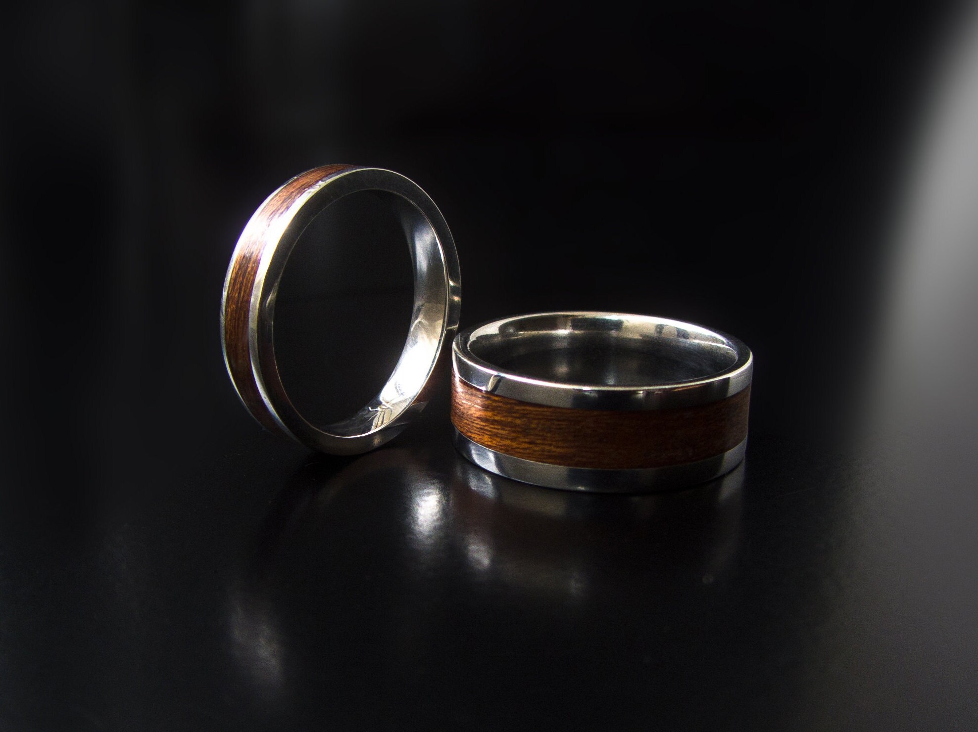 2 pcs stainless steel ring wedding band set wedding ring | Etsy