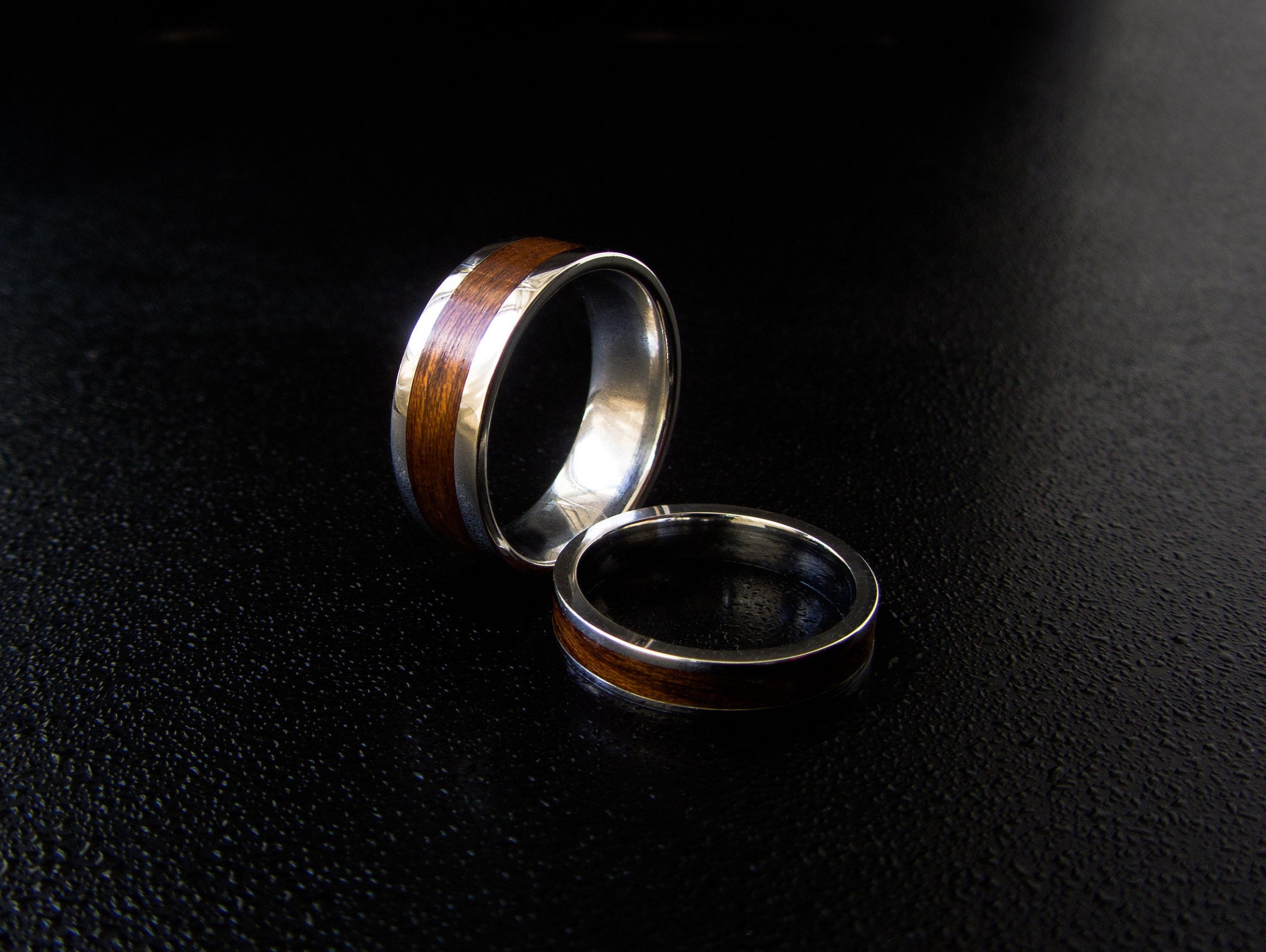 2 pcs stainless steel ring wedding band set wedding ring | Etsy