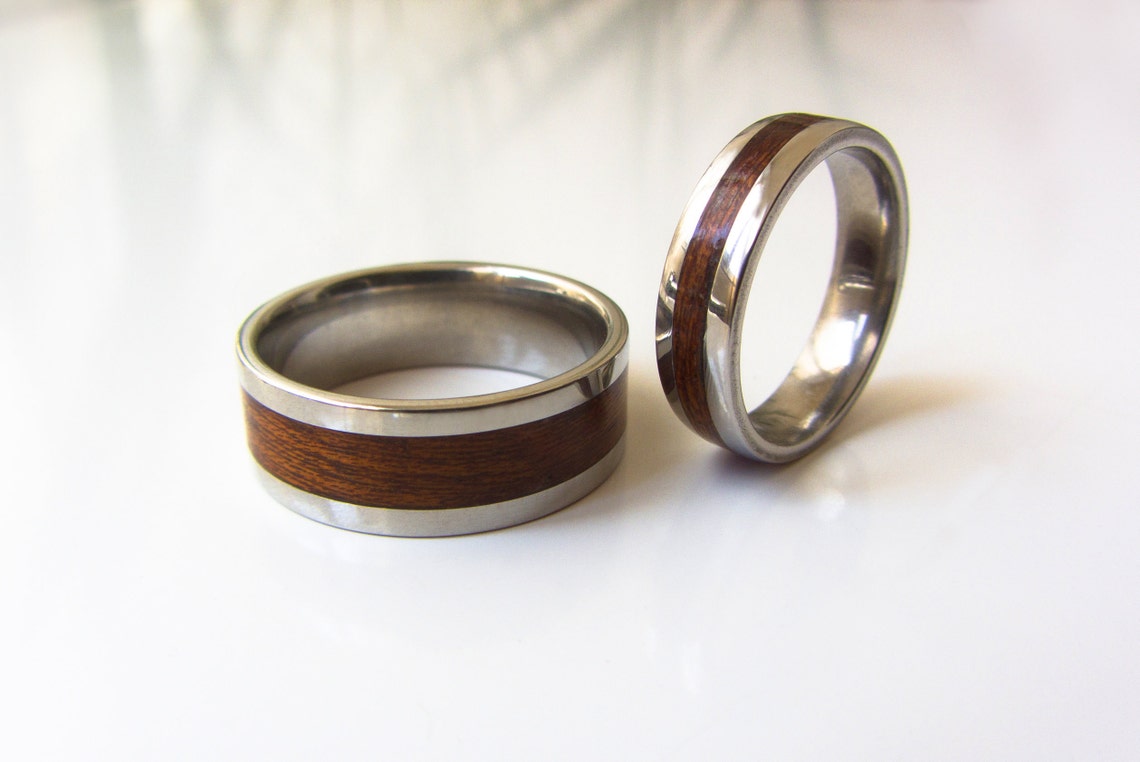 2 pcs wedding band set stainless steel ringhis and her | Etsy