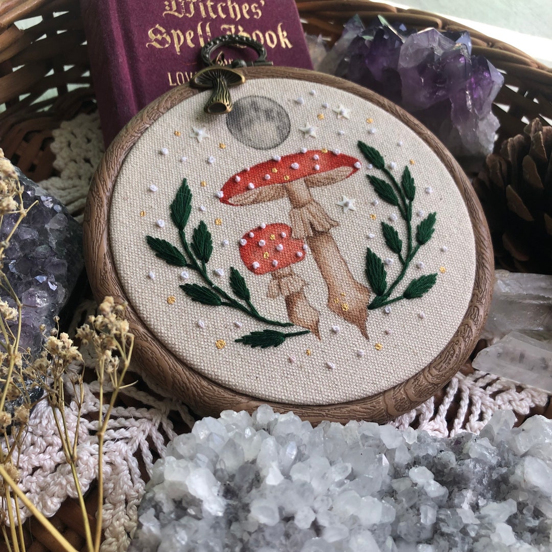 Magic Moon Toadstool Embroidery Hoop - Etsy