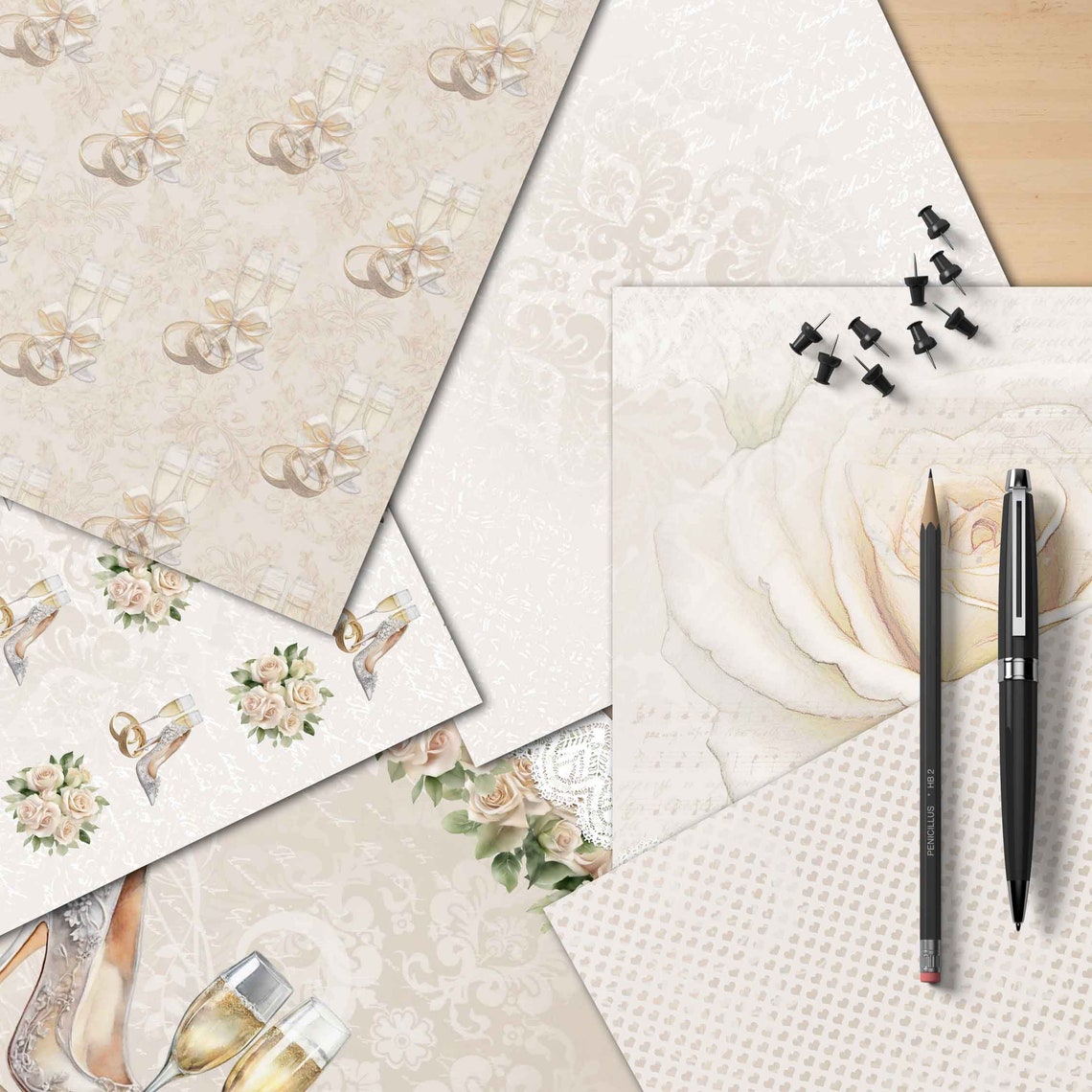 14 Digital Paper Bridal Scrapbook Wedding Paper Digital Background ...