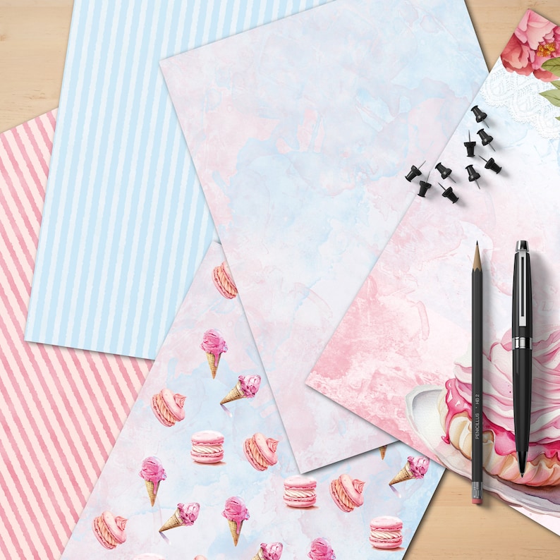 14 A4 Digital Printable Bakery Paper Digital Background Pattern ...