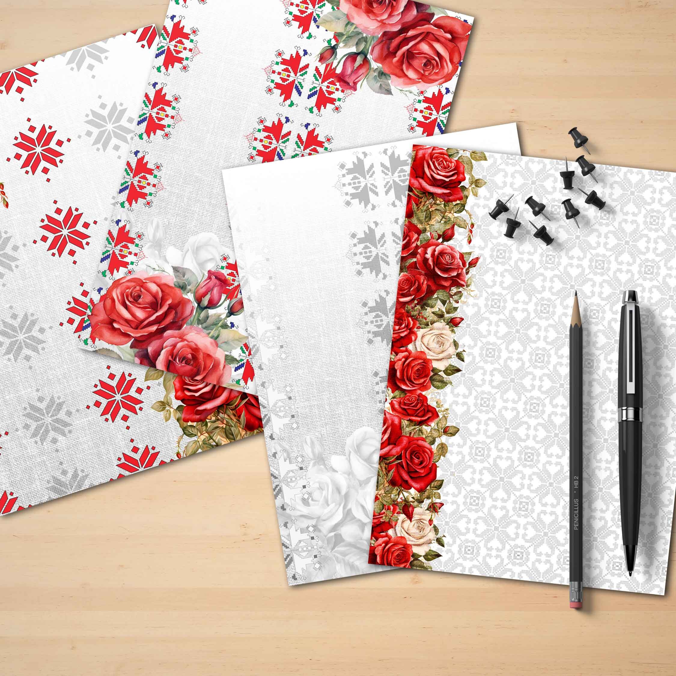 A4 Bulgarian Embroidery Digital Paper Ethno Paper Background Spirid of ...