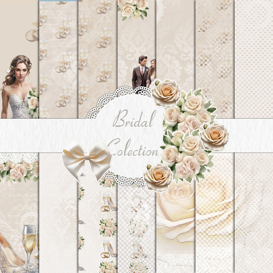 14 Digital Paper Bridal Scrapbook Wedding Paper Digital Background ...