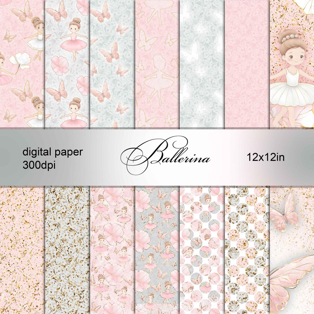 14 Digital Paper Ballerina Girl Scrapbook Paper Digital Background ...