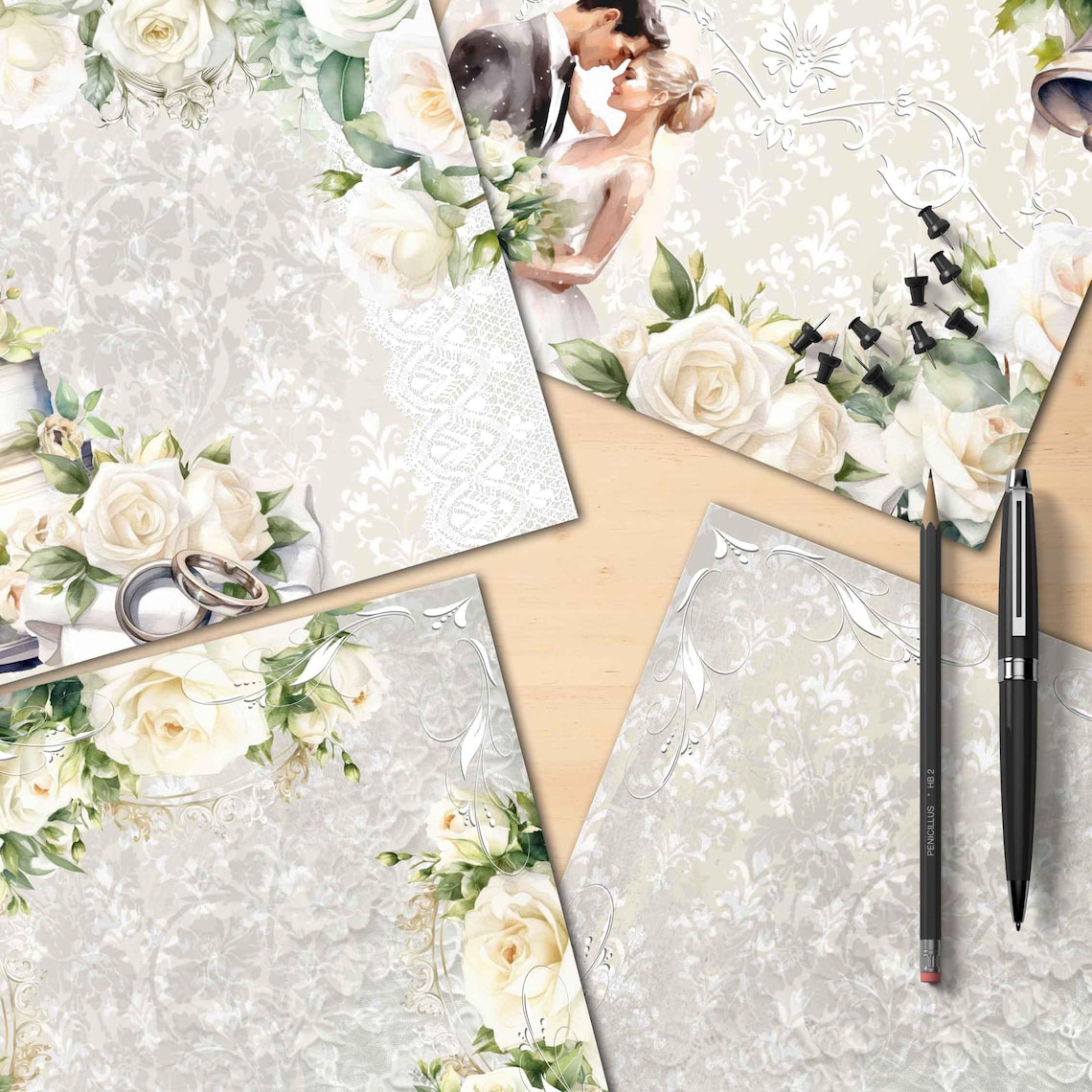 14 Digital Paper Bridal Scrapbook Wedding Paper Digital Background ...