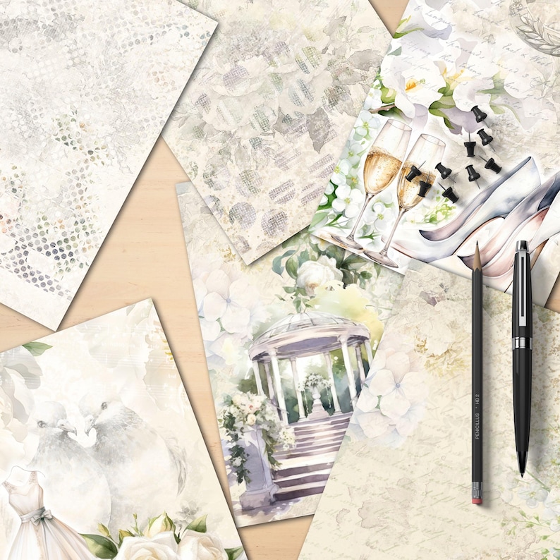 14 A4 Digital Paper Wedding Bridal Wife Scrapbook Paper Digital ...