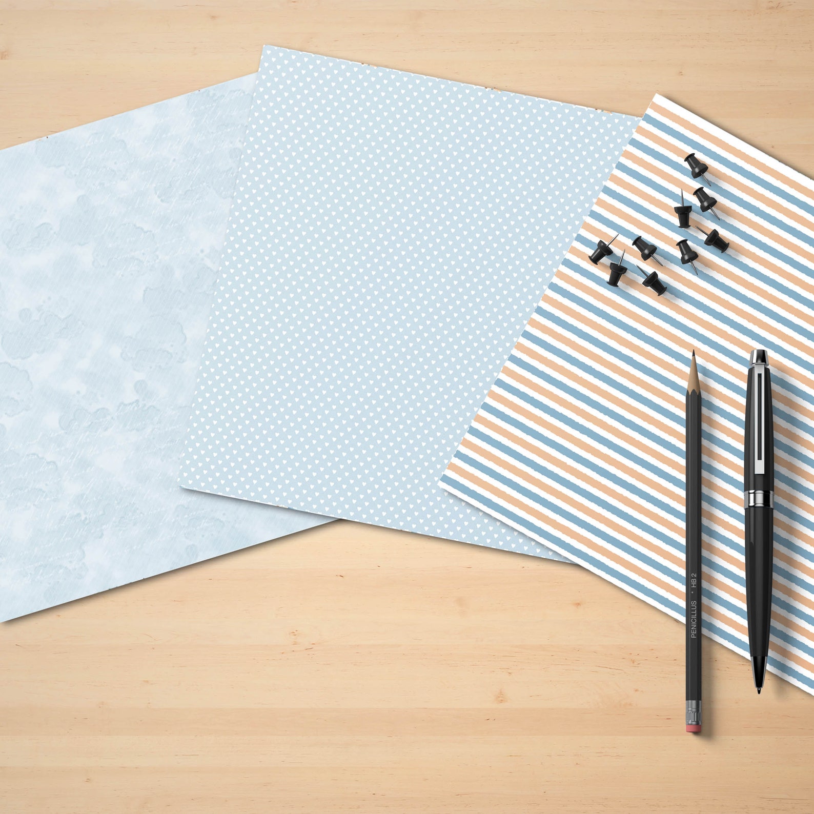 14 Digital Paper Blue Baby Boy Scrapbook Teddy Bear Paper Digital ...