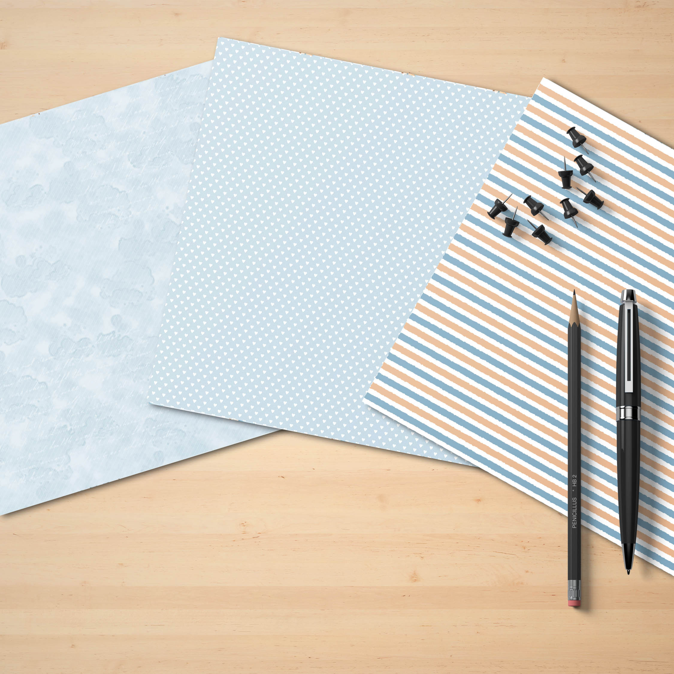 14 Digital Paper Blue Baby Boy Scrapbook Teddy Bear Paper Digital ...