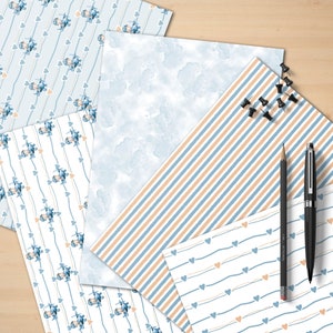 14 A4 Digital Paper Blue Baby Boy Scrapbook Teddy Bear Paper Digital ...
