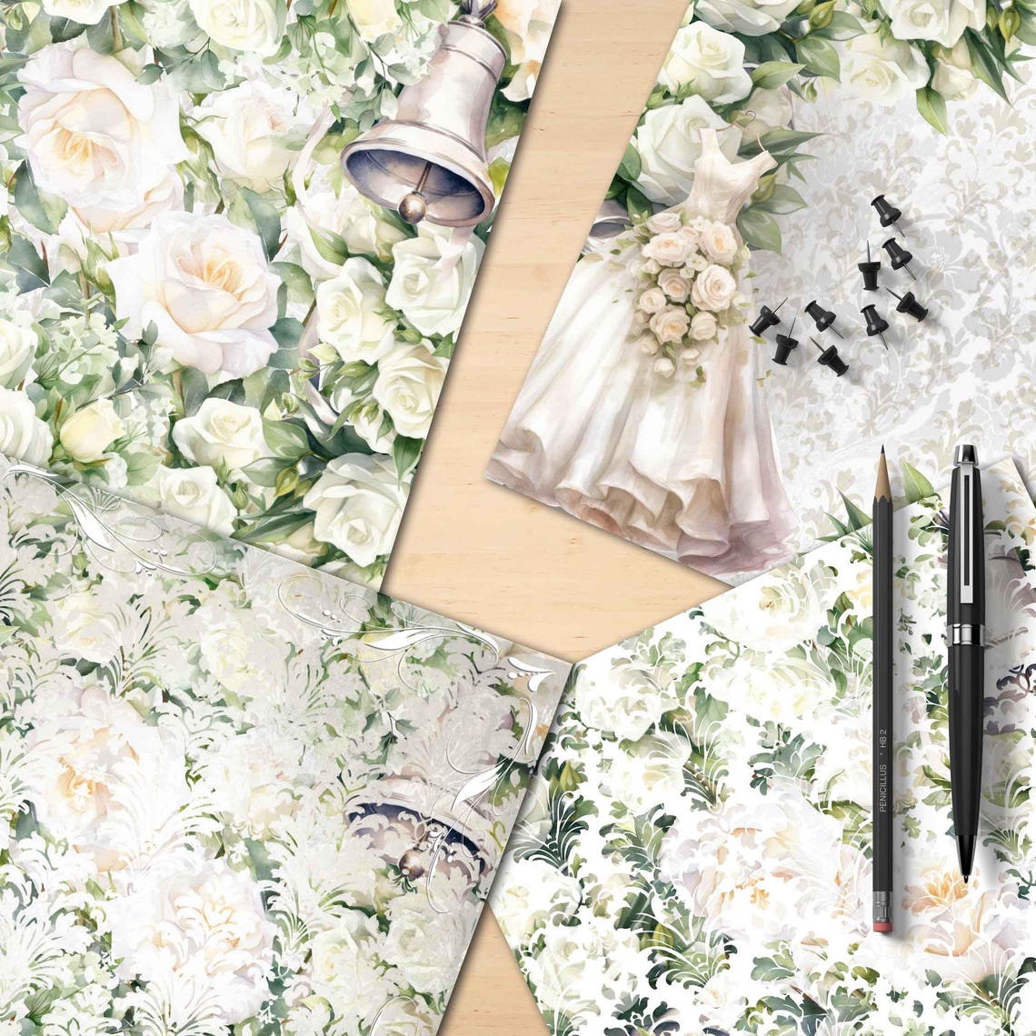 14 Digital Paper Bridal Scrapbook Wedding Paper Digital Background ...