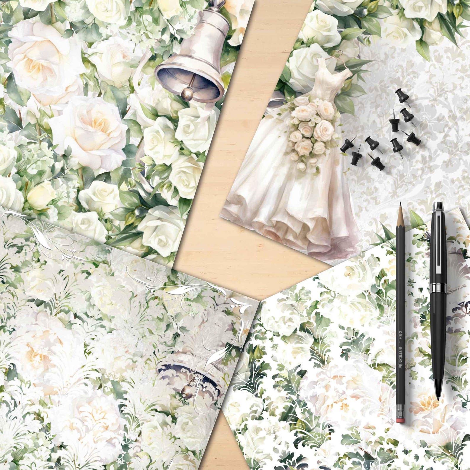 14 Digital Paper Bridal Scrapbook Wedding Paper Digital Background ...