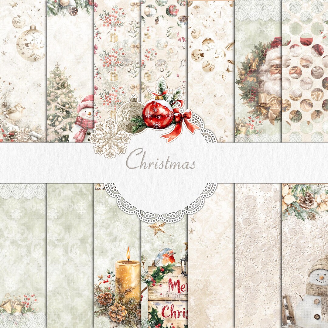14 A4 Digital Paper Christmas Scrapbook Xmas Paper Digital Background ...