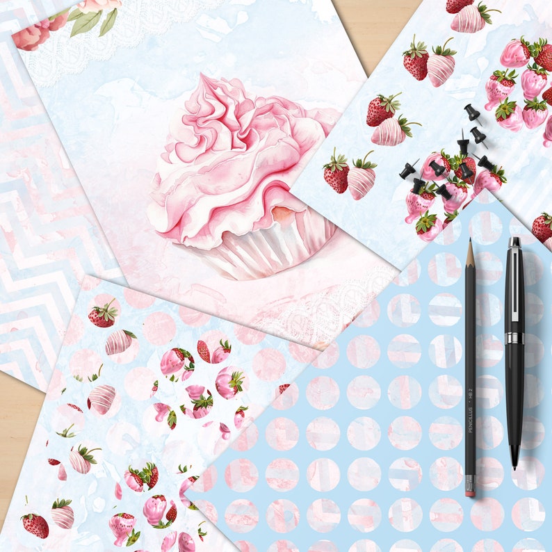 14 A4 Digital Printable Bakery Paper Digital Background Pattern ...