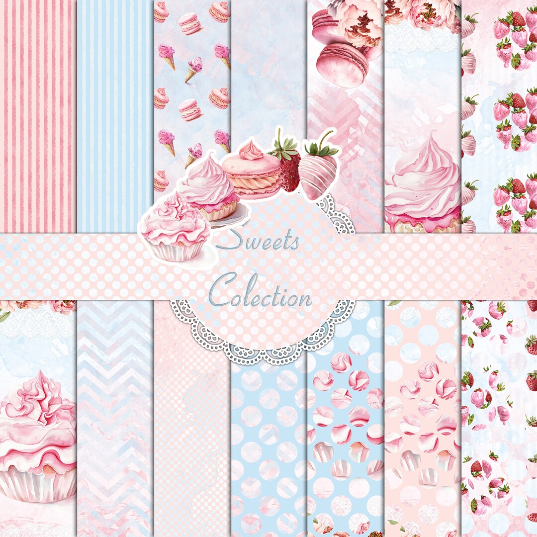 14 A4 Digital Printable Bakery Paper Digital Background Pattern ...