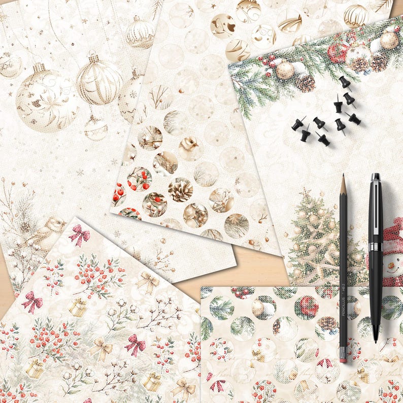 14 A4 Digital Paper Christmas Scrapbook Xmas Paper Digital Background ...