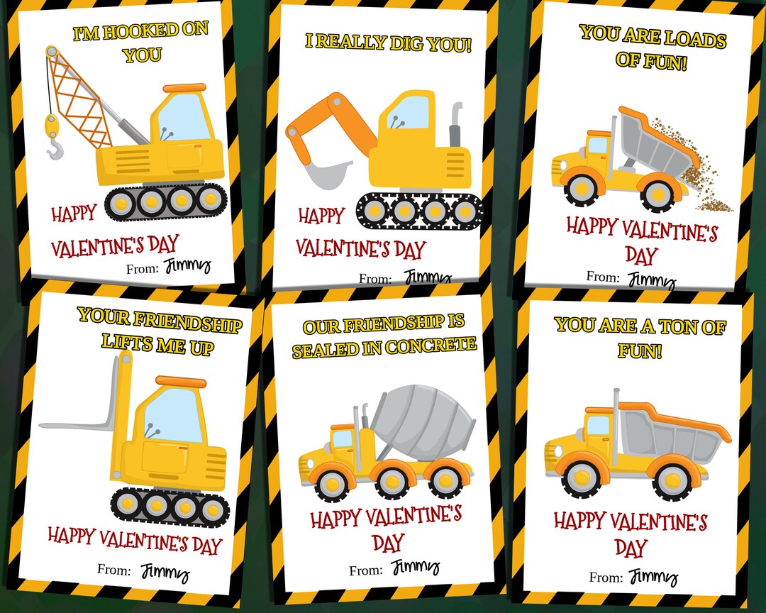 Construction Truck VALENTINE'S DAY Card, Kids Valentine Day Card ...