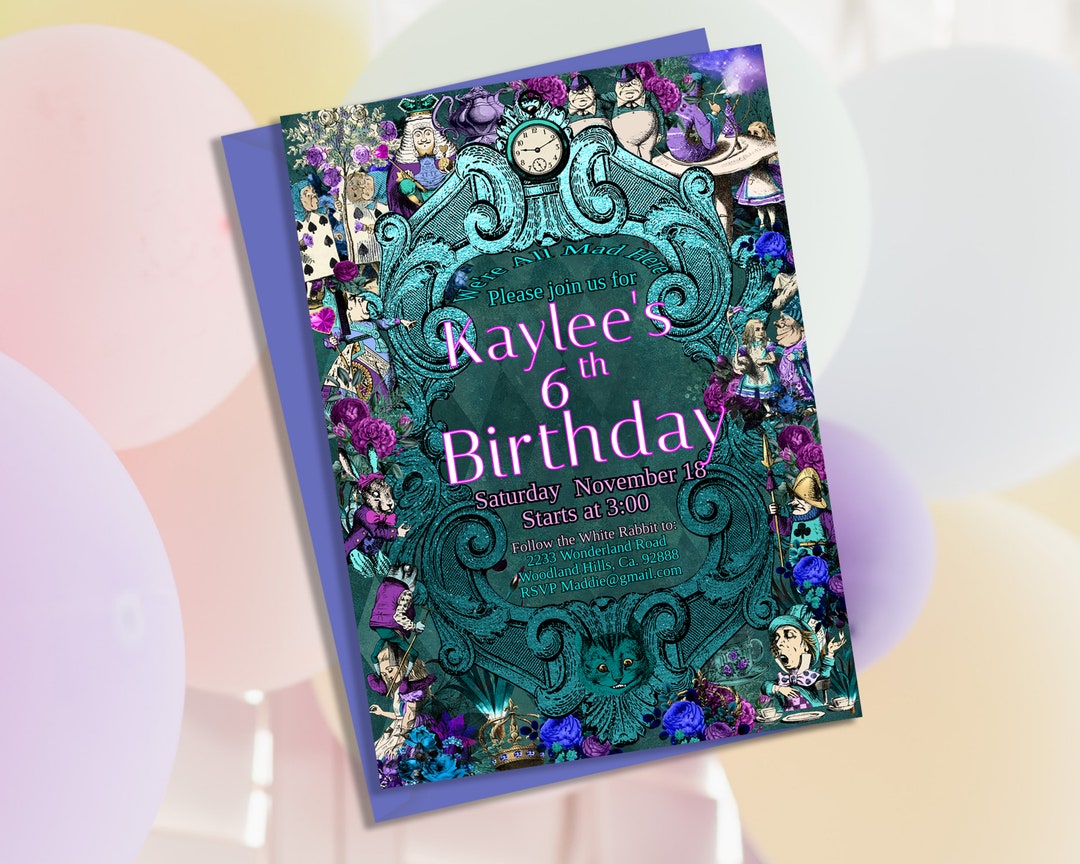 Editable Wonderland BIRTHDAY INVITATION, Any Age Child's Birthday Party ...