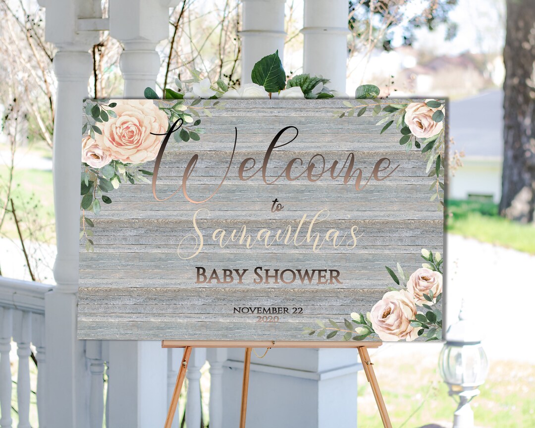 Editable Baby Shower WELCOME SIGN, Rustic Baby Shower Sign Template ...