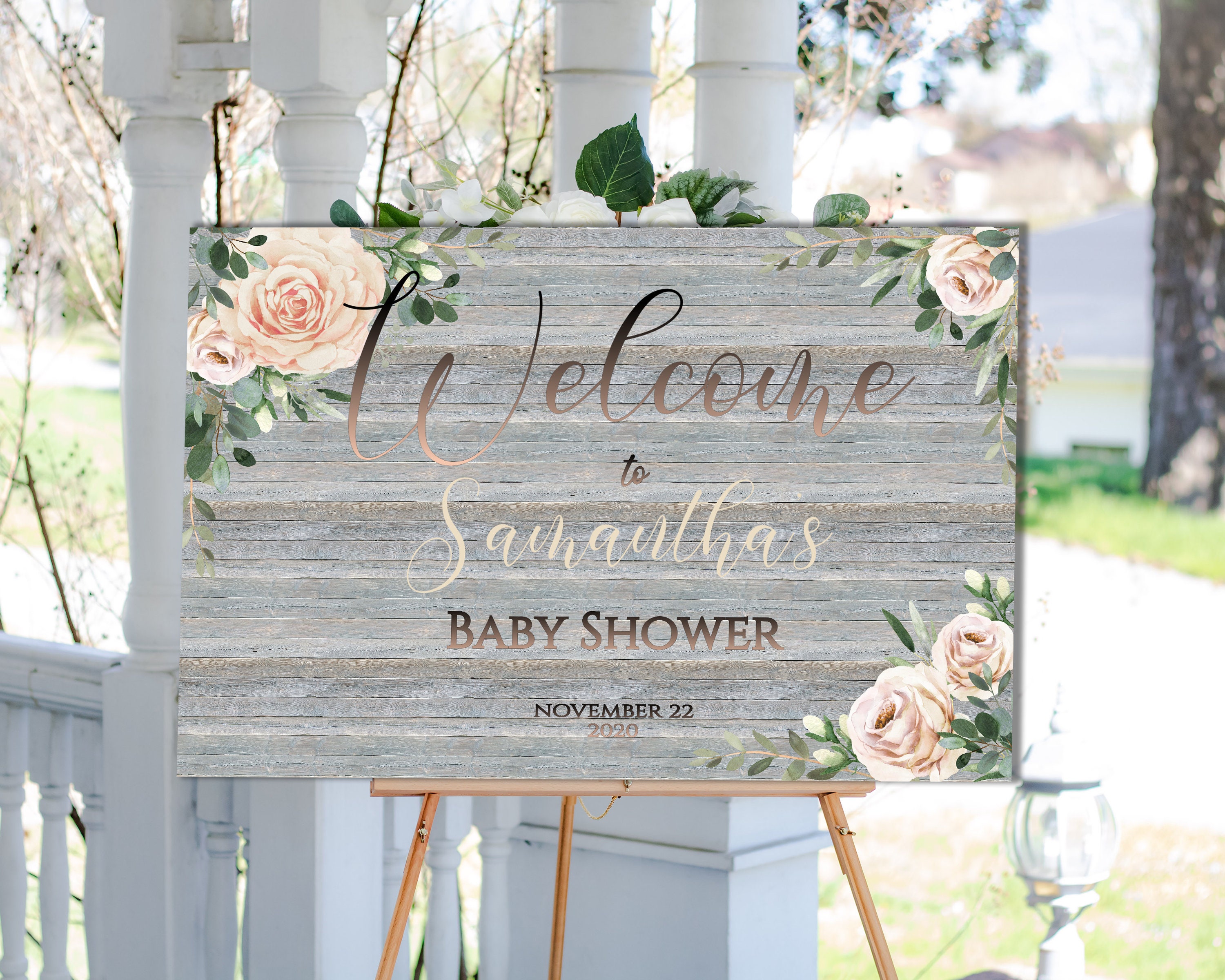 Editable Baby Shower WELCOME SIGN, Rustic Baby Shower Sign Template ...