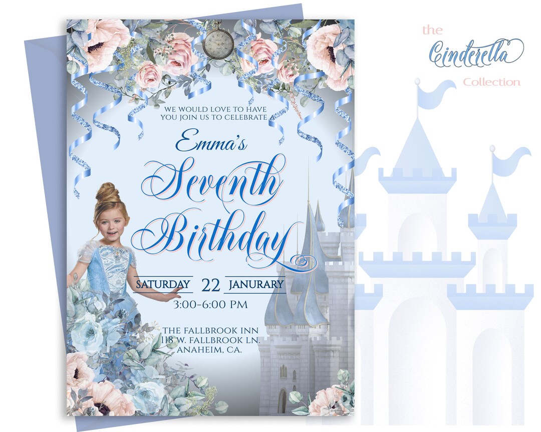 Editable CINDERELLA BIRTHDAY PARTY Invite, Any Age, Cinderella Themed ...