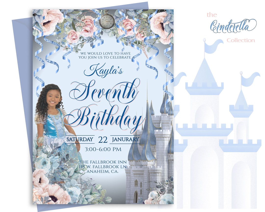 Editable CINDERELLA BIRTHDAY PARTY Invite, Any Age, Black Cinderella ...