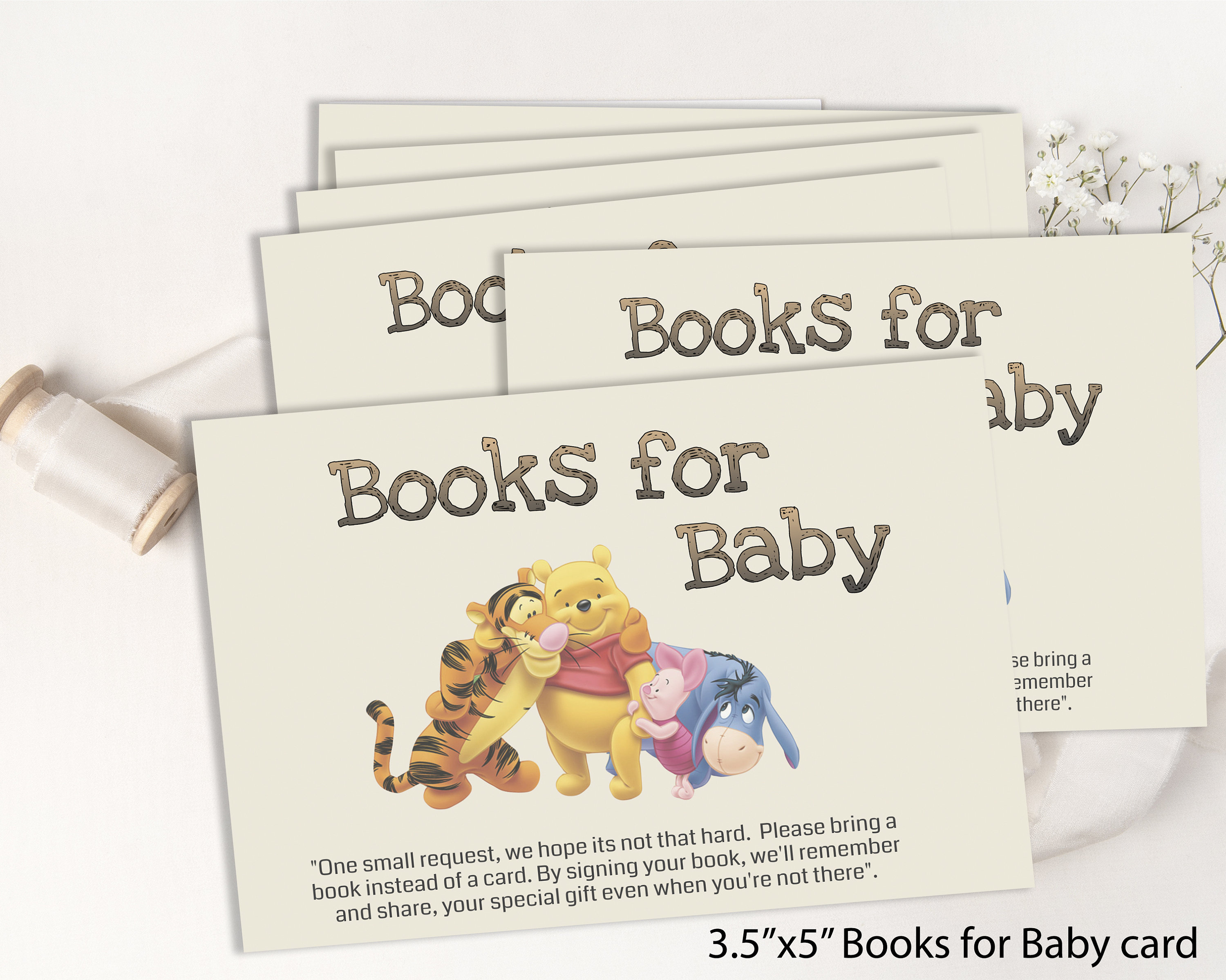 Pooh Bear BOOKS FOR BABY Card, Winnie the Pooh Matching Theme Insert ...