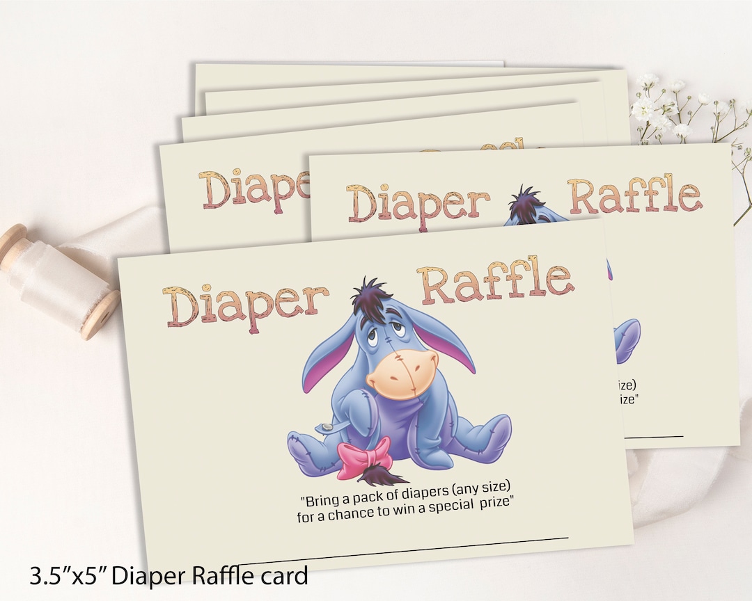 Pooh Bear DIAPER RAFFLE Card, Winnie the Pooh Matching Theme Insert ...