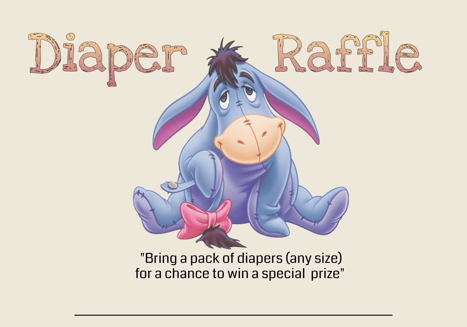 Pooh Bear DIAPER RAFFLE Card, Winnie the Pooh Matching Theme Insert ...