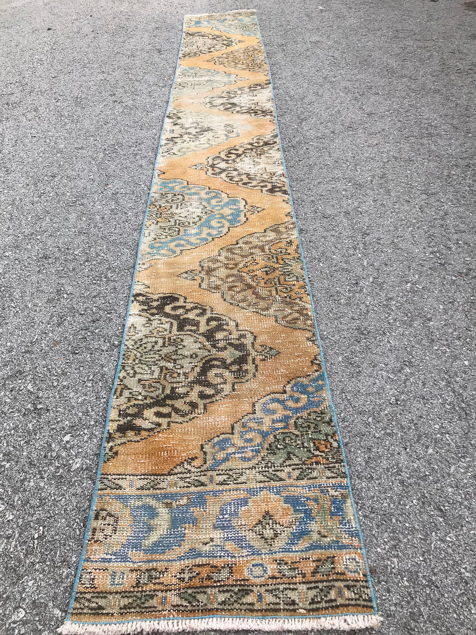 15x113 Ft /narrow Rug Runner Distressedblue Rug Runner - Etsy
