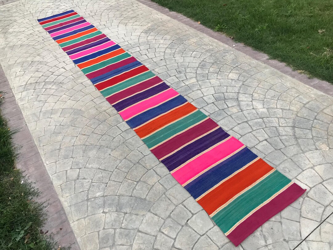 2x16 Runner Extra Long Stripe Desing Runner, Kilim Rug Runner, Handmade ...
