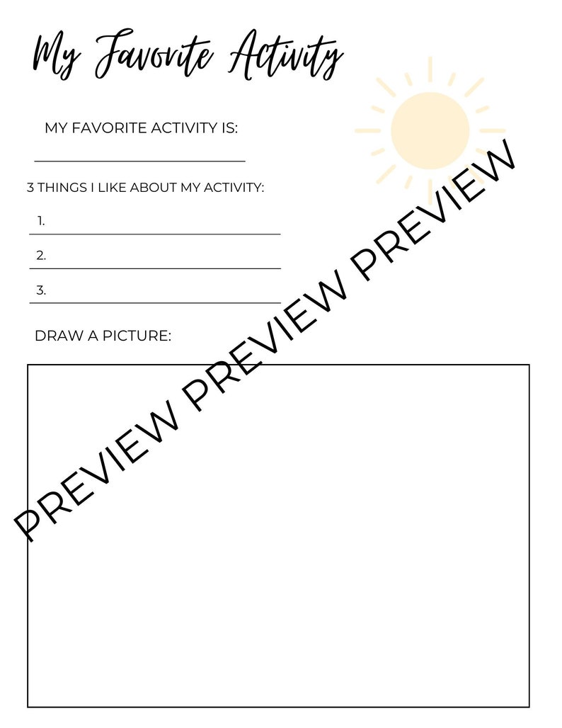 Favorite Things Printable Bundle Activity for Homeschool Downloads ...