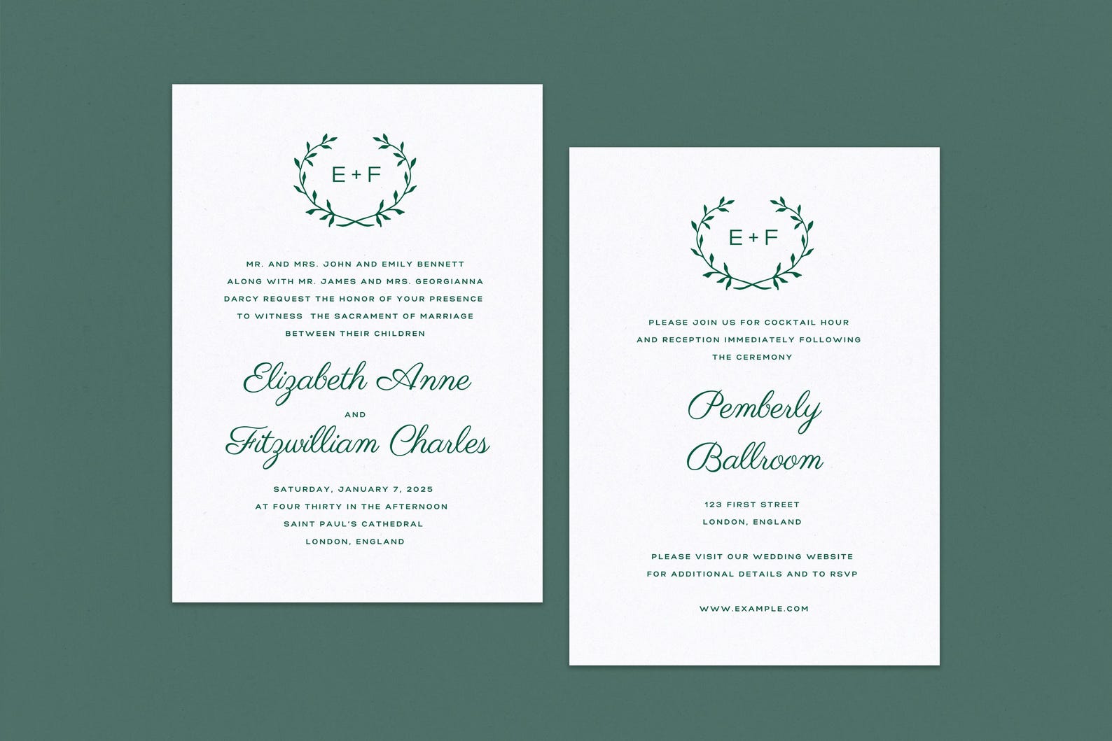Simple Greenery Modern Wedding Invitation | Canva Template | 5x7 ...
