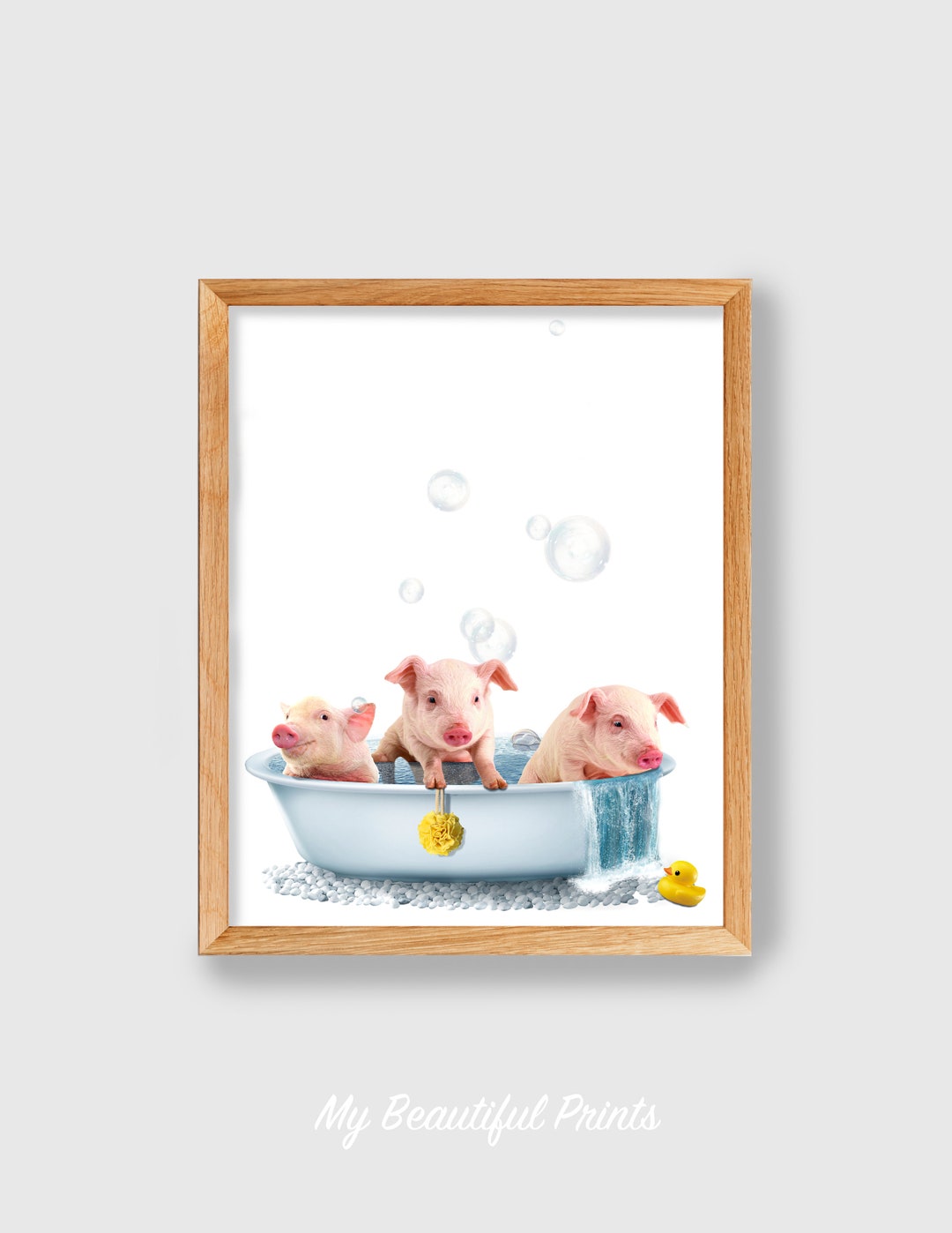 Three Little Piggies Bathtub Print Download, Cute Pigs Wall Art ...