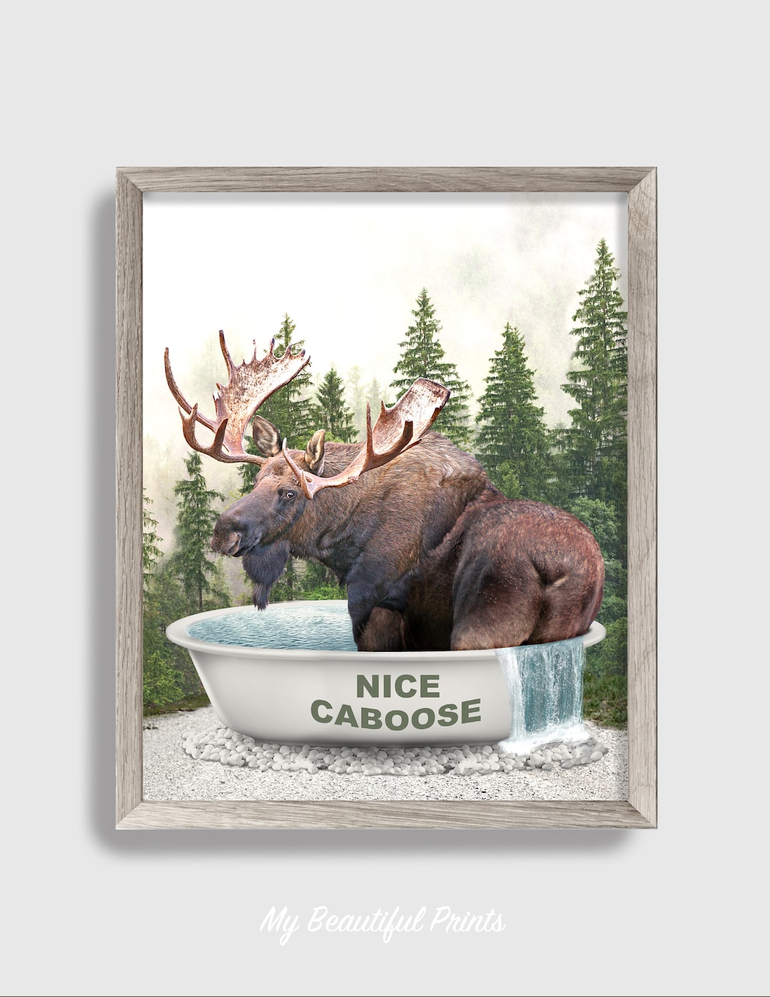 Bathtub Moose Butt Print, Rustic Cabin Animal Art - Etsy