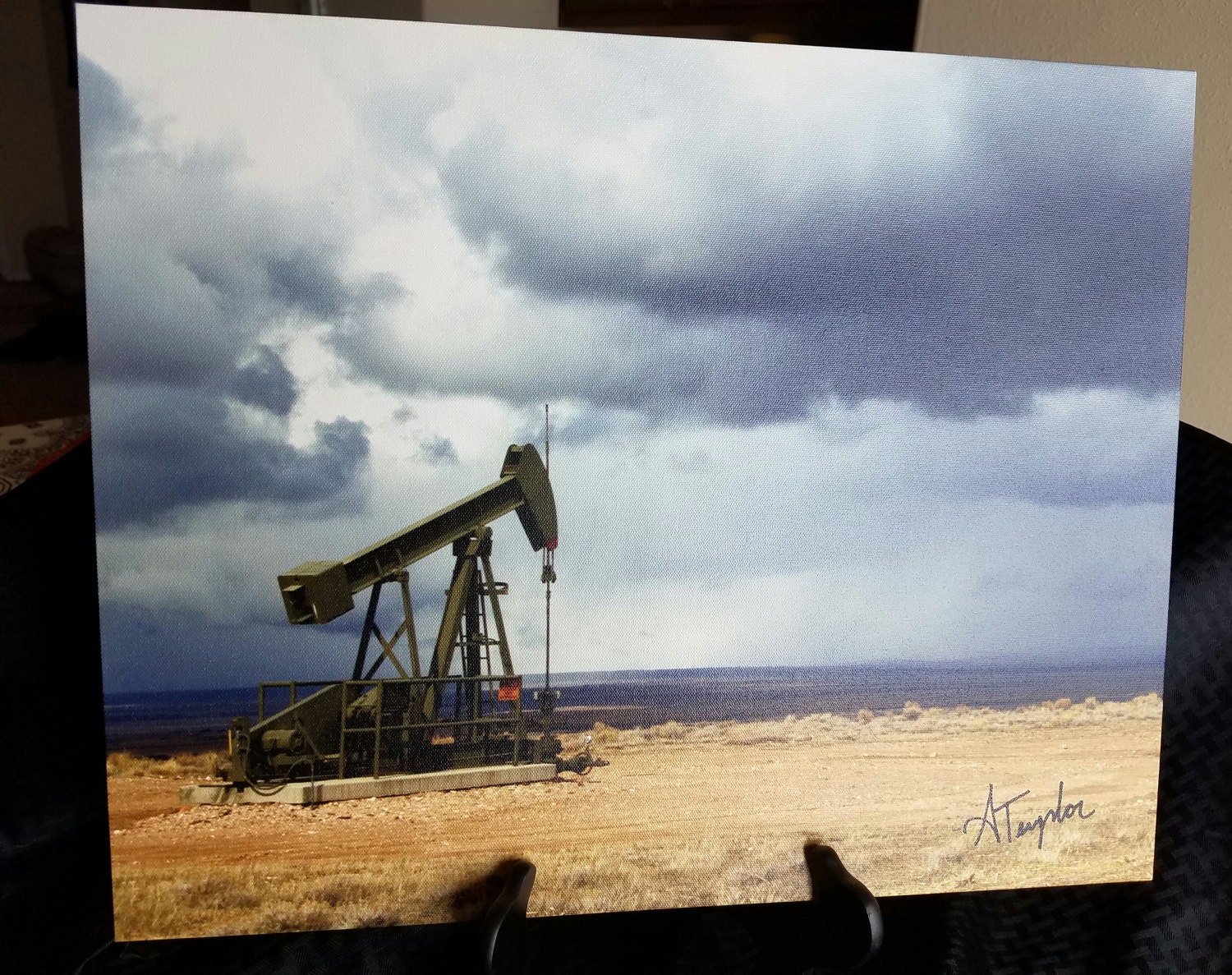 Wyoming Oil and Gas Decor Canvas Print, Industrial Oilfield Well Pump ...