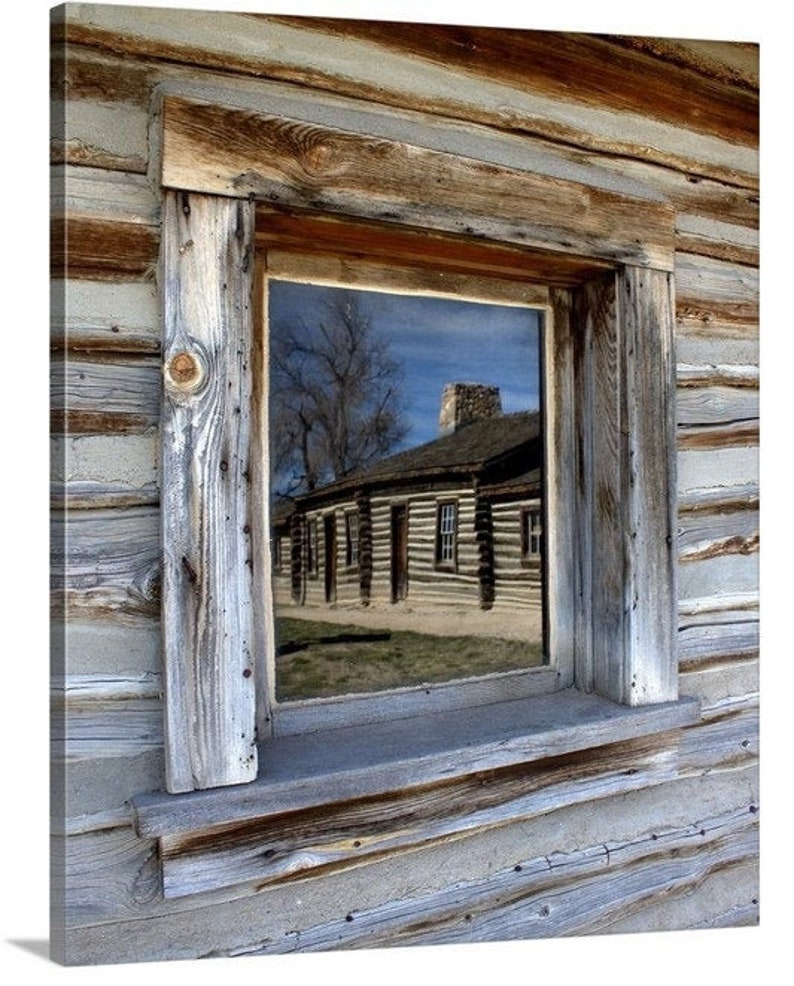Western Decor Canvas Print, Old West Homestead Cabin Window, Oregon ...